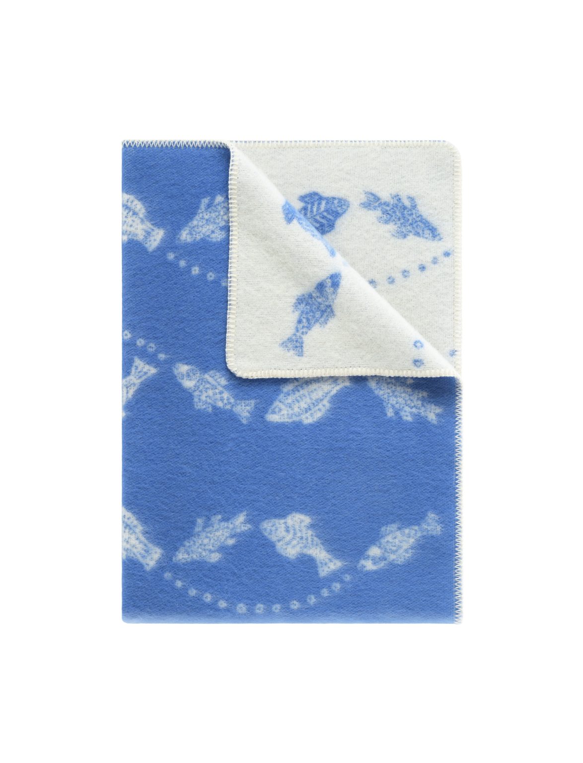 Fish Small Wool Blanket - Blue – croft