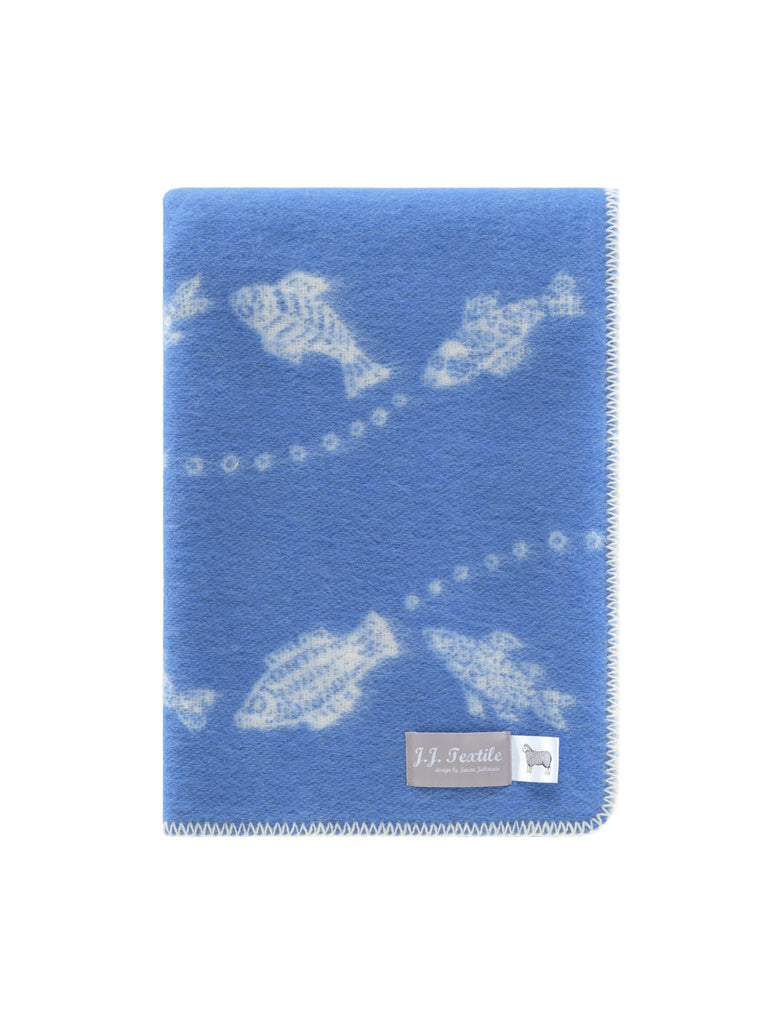 Fish Small Wool Blanket - Blue – croft